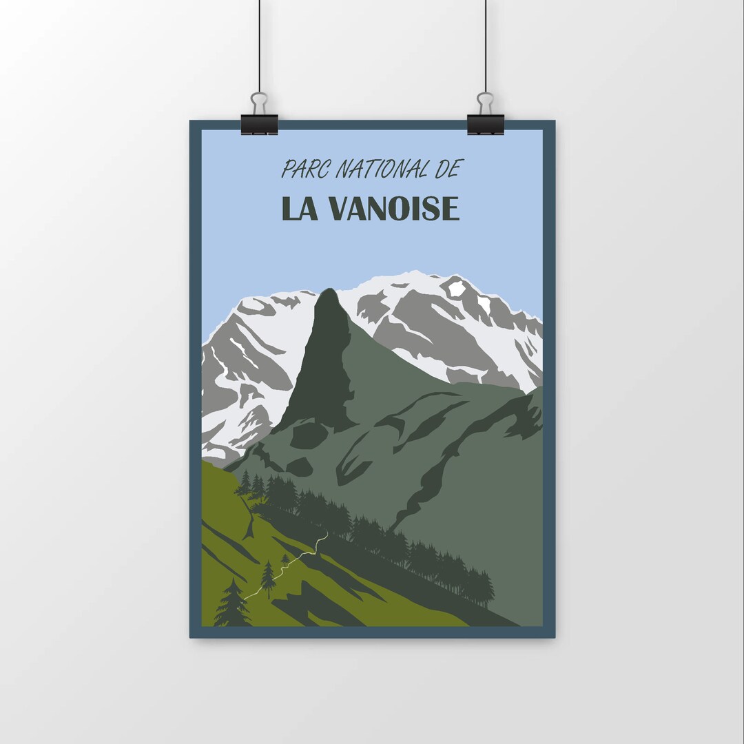 Poster of the Vanoise National Park. View of the Aiguille De La Vanoise ...
