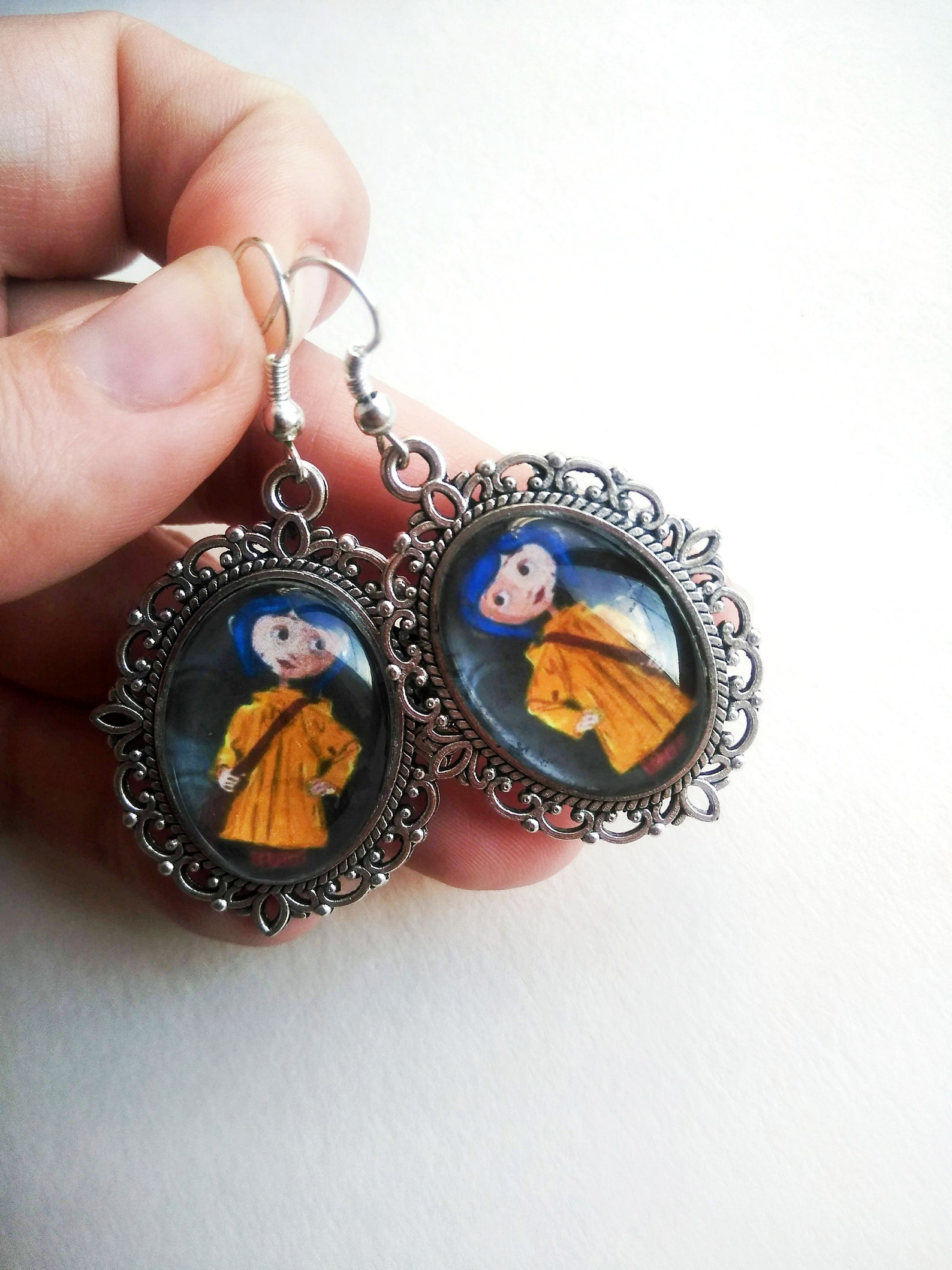 Coraline Necklace Pendant, Coraline Inspired Dangle Earrings, Coraline ...