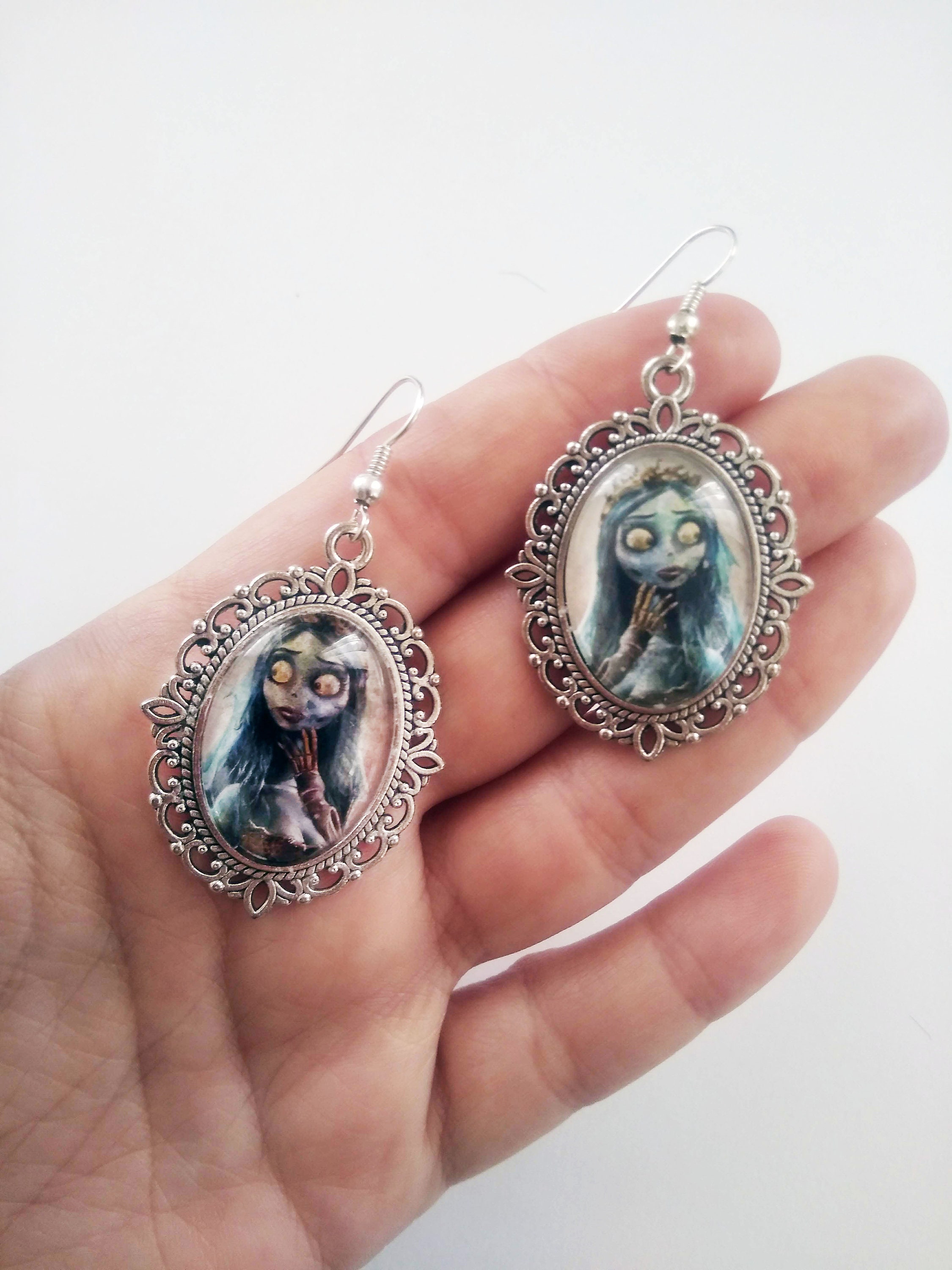 The Corpse Bride Necklace, Corpse Bride Earrings Halloween Jewelry Tim ...