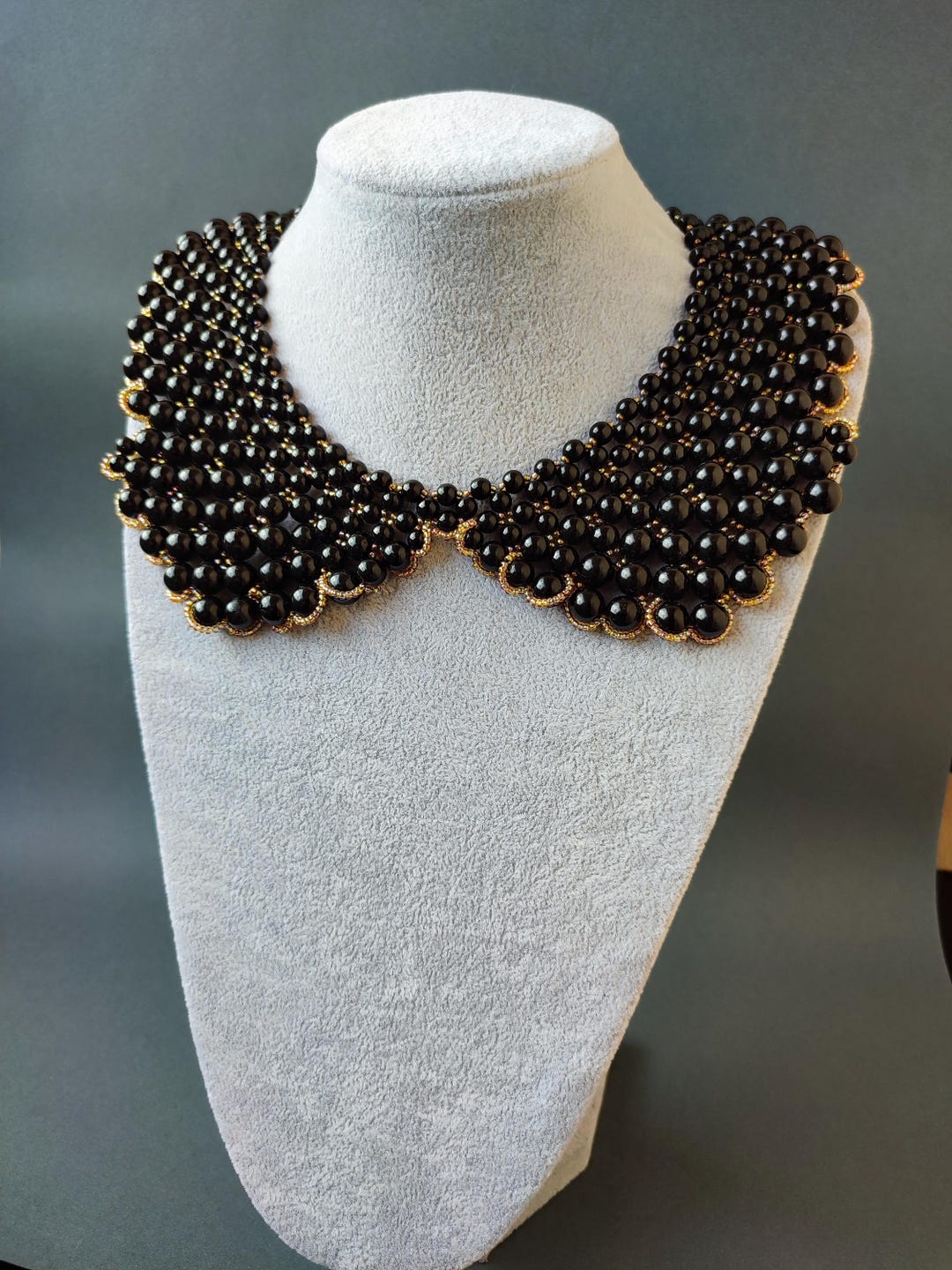 Gold Black Peter Pan Pointed Collar Necklace Beads, Shape Detachable ...