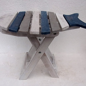 Unusual Folding Rustic Fish Table Blue Grey White Shabby Chic Table ...