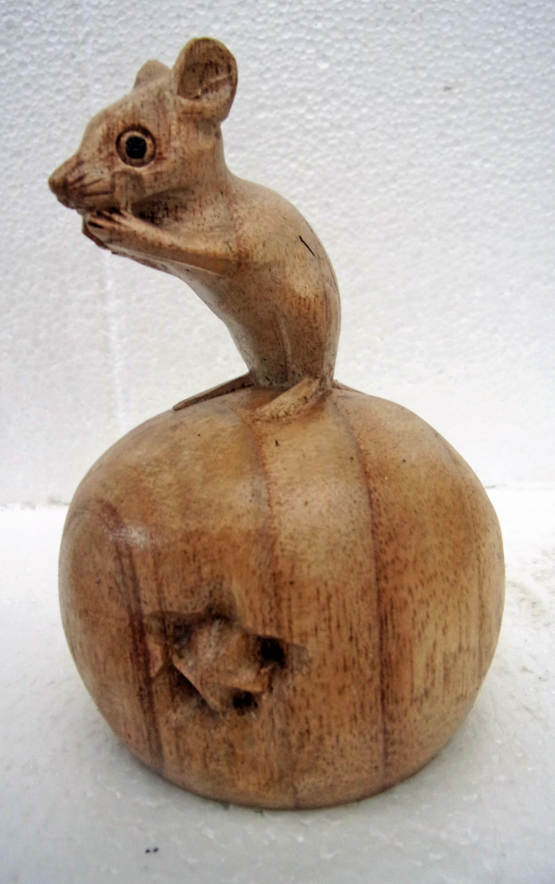 Unusual Hand Carved Wooden Mouse on Apple - Etsy UK