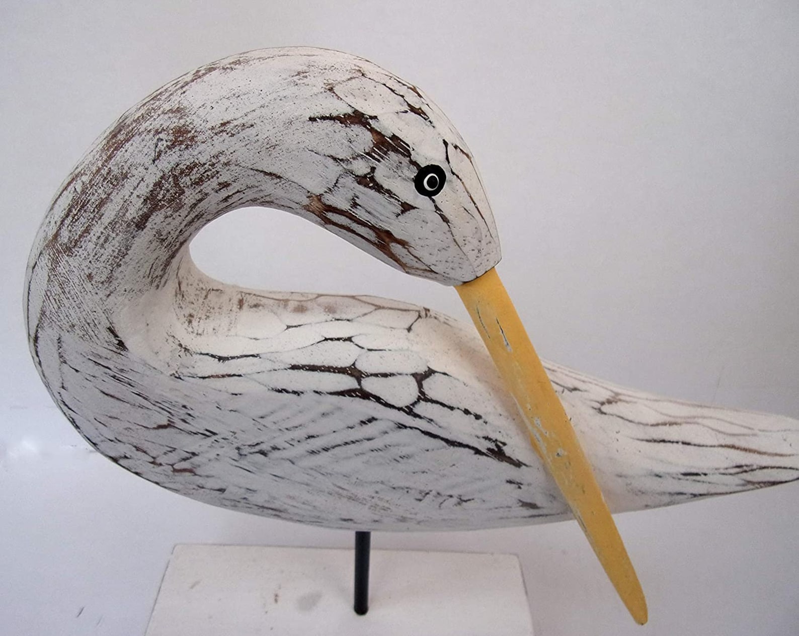 Unusual Wooden Egret Painted White Wading Bird Shabby Chic Seaside ...