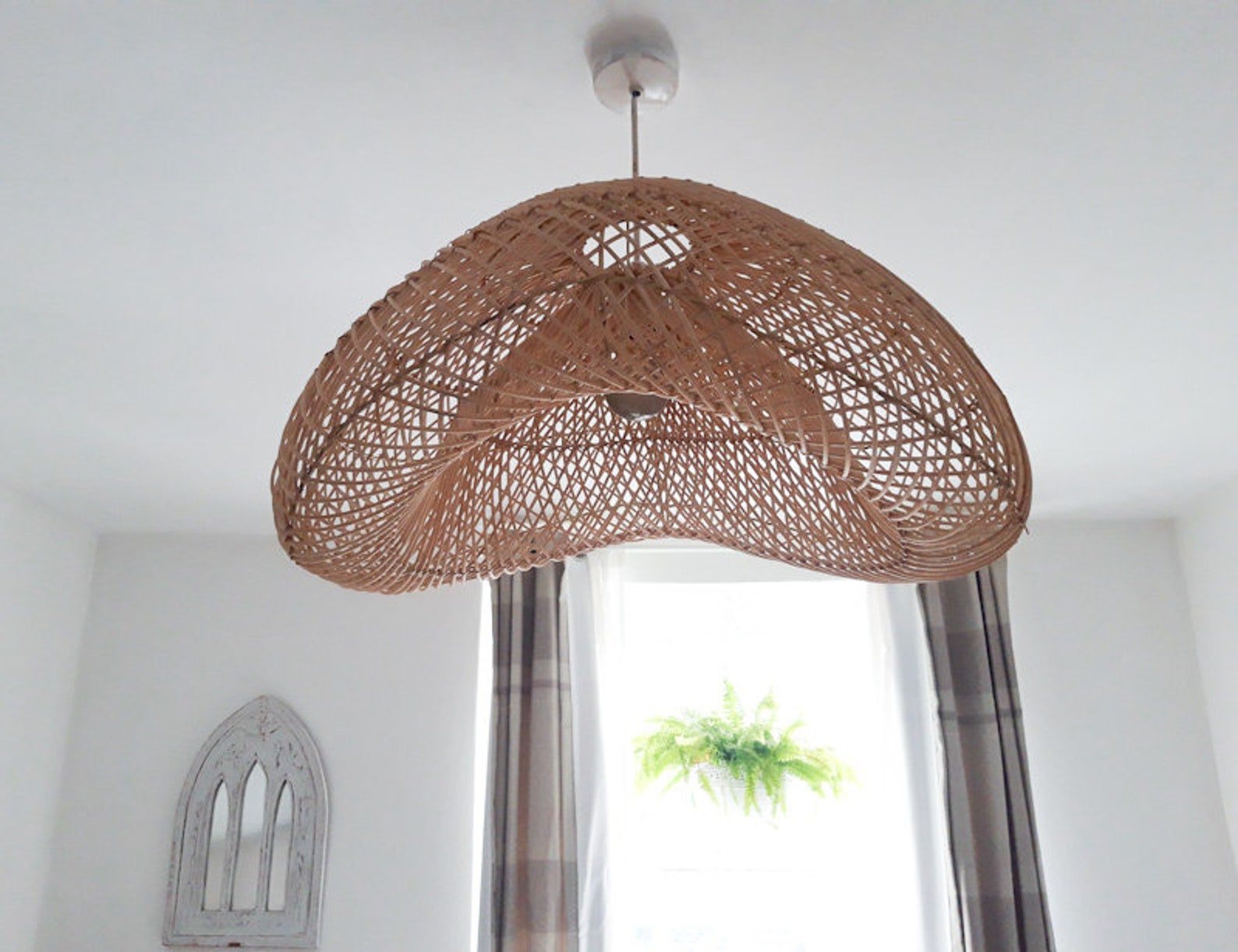 Kurakura Wave Rattan Lamp Shade Unusual Giant Ethnic Bali Boho | Etsy UK