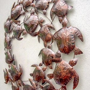 Copper Turtles Metal Wall Art Giant Hand Made Designer Turtle Circle ...