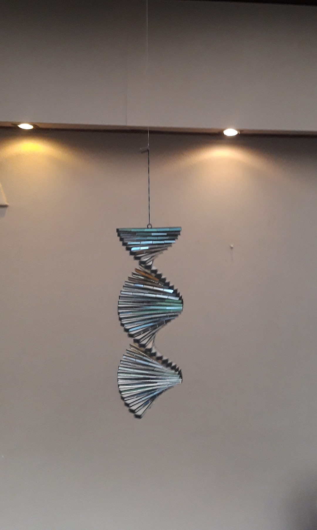 Unusual Hand Made Giant Mirror Segment Wind Twister Spiral Wind Spinner ...