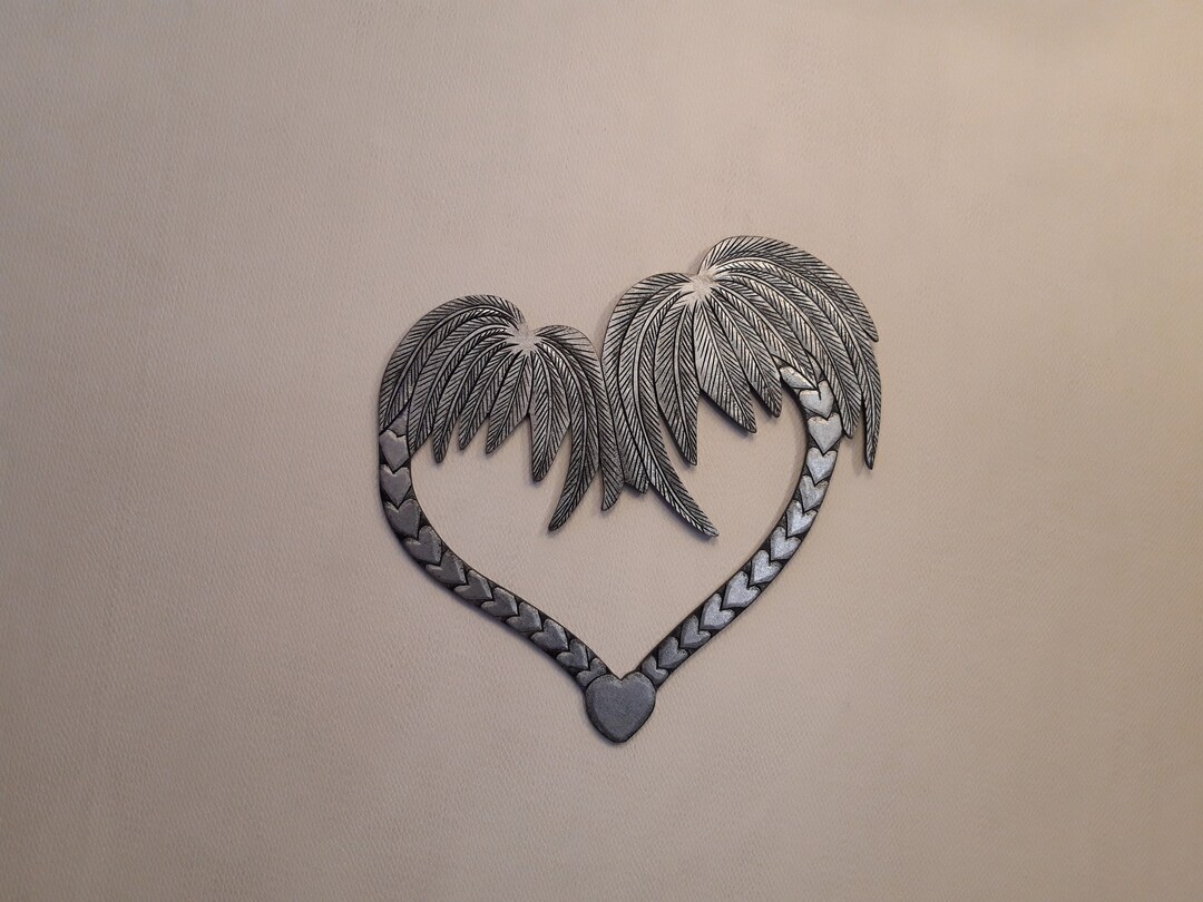 Inusual Silver Palm Heart Plata Negro Entrelazado Palm Tree - Etsy España
