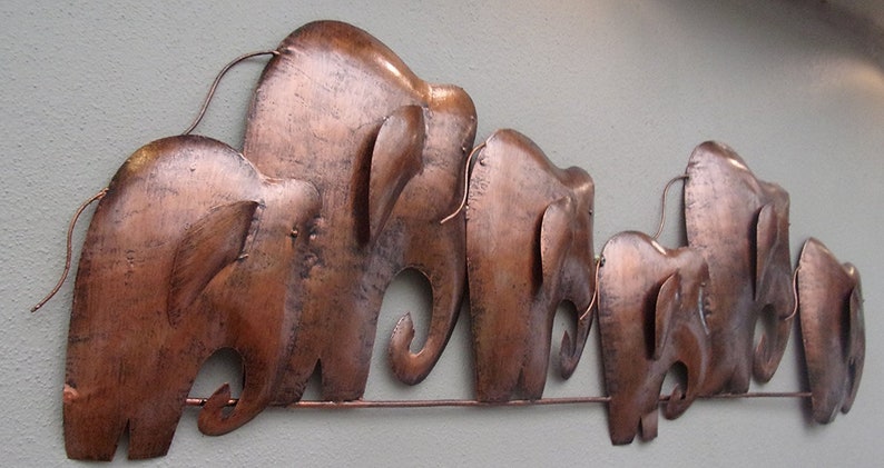 Unusual 3D Abstract Copper Colour Elephant Wall Art Hand Made | Etsy UK