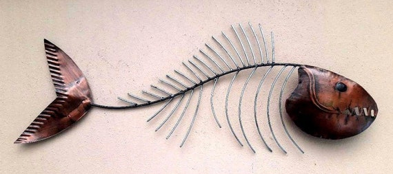 Unusual Hand Made Abstract Fish Bone Wall Art Burnt Copper | Etsy