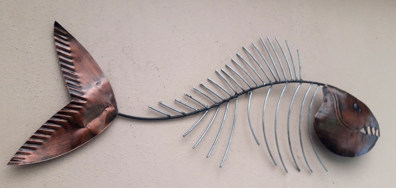 Unusual Hand Made Abstract Fish Bone Wall Art Burnt Copper 80cm - Etsy
