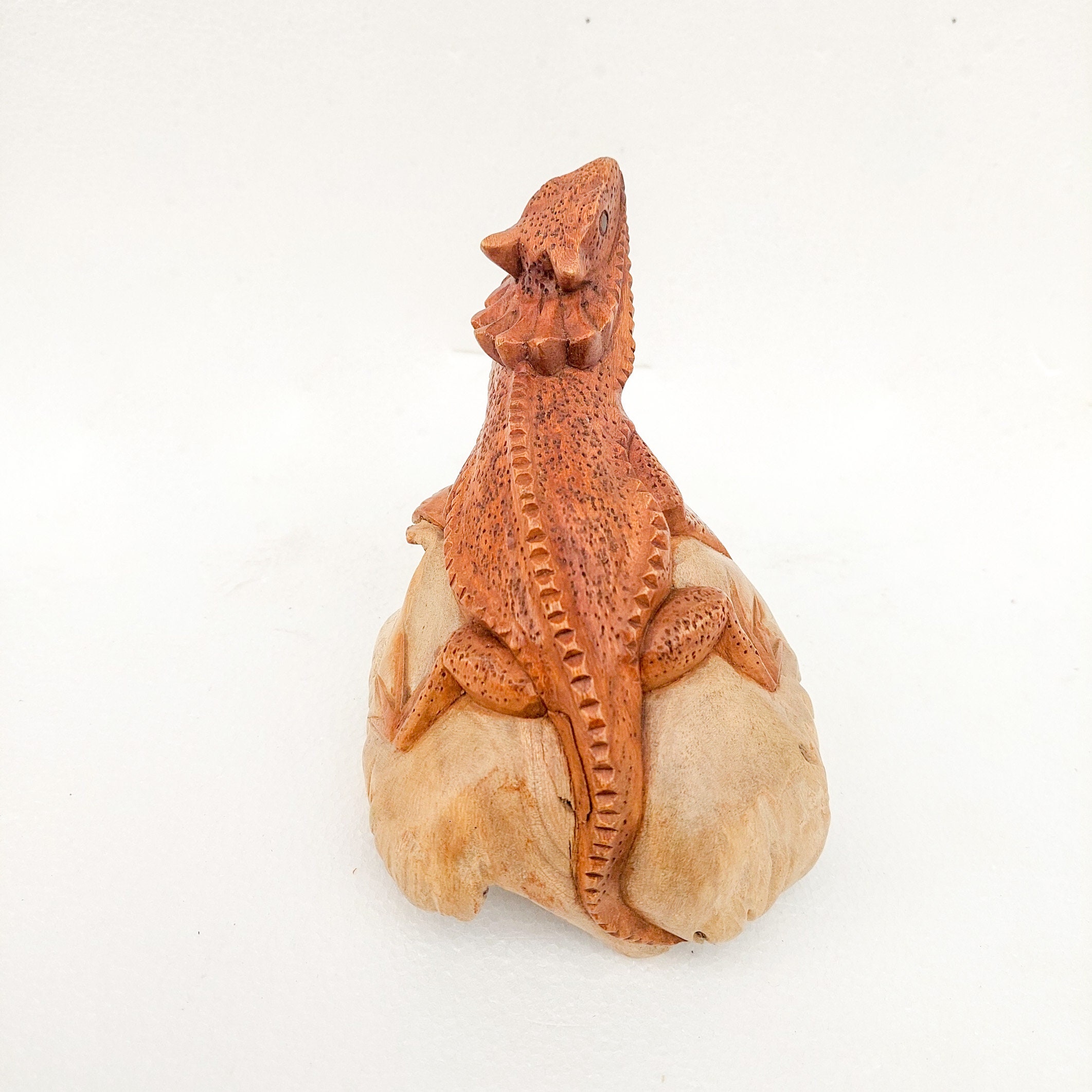 Unusual Hand Carved Frilled Lizard Wooden Lizard Carving on - Etsy
