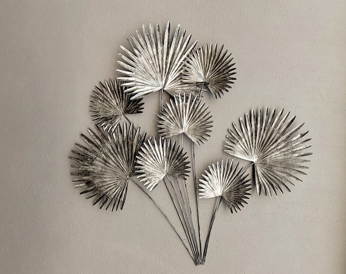 Decorative Giant Black & Burnt Silver Leaf Wall Art Fern Leaf Wall ...