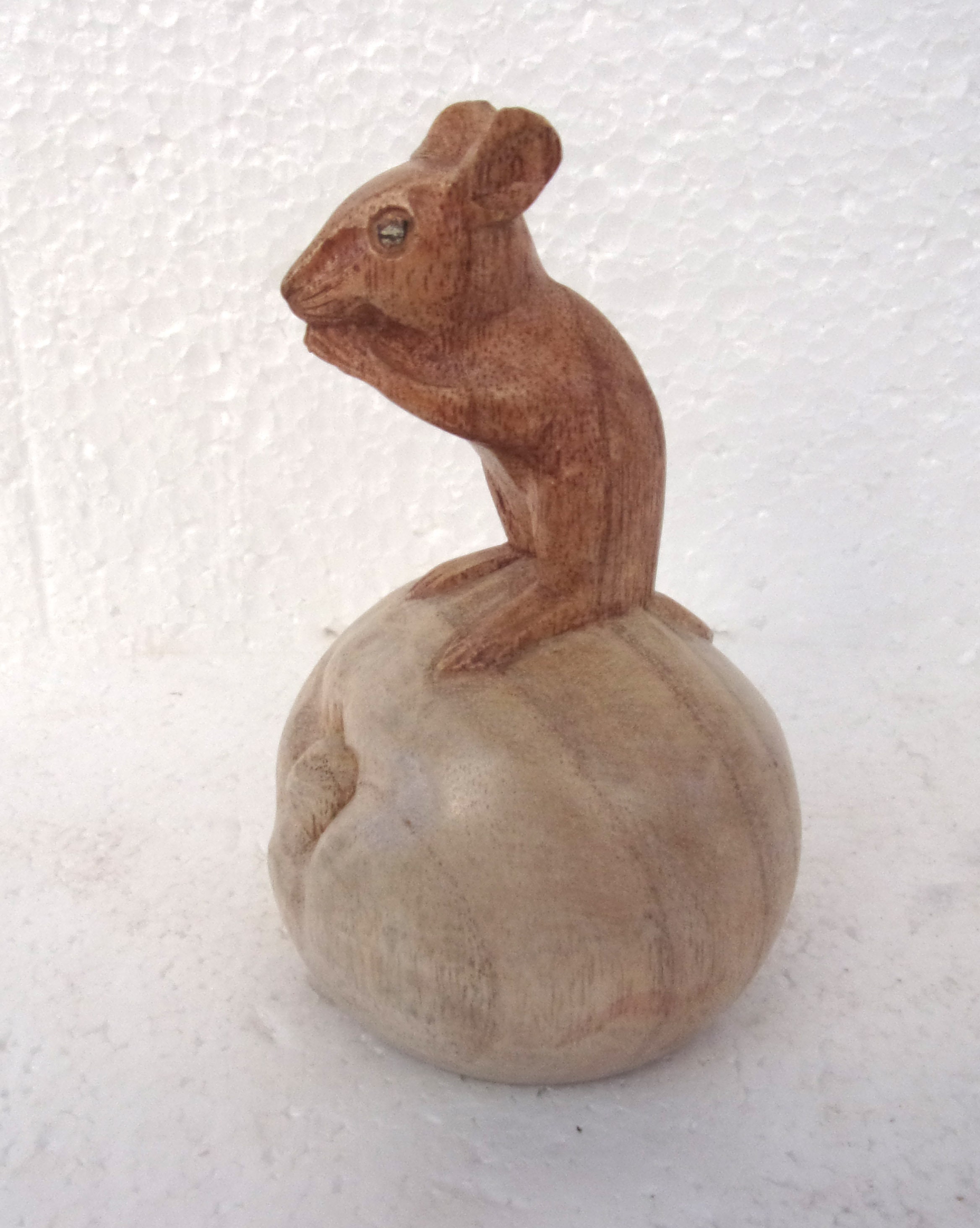 Unusual Hand Carved Wooden Mouse on Apple - Etsy UK