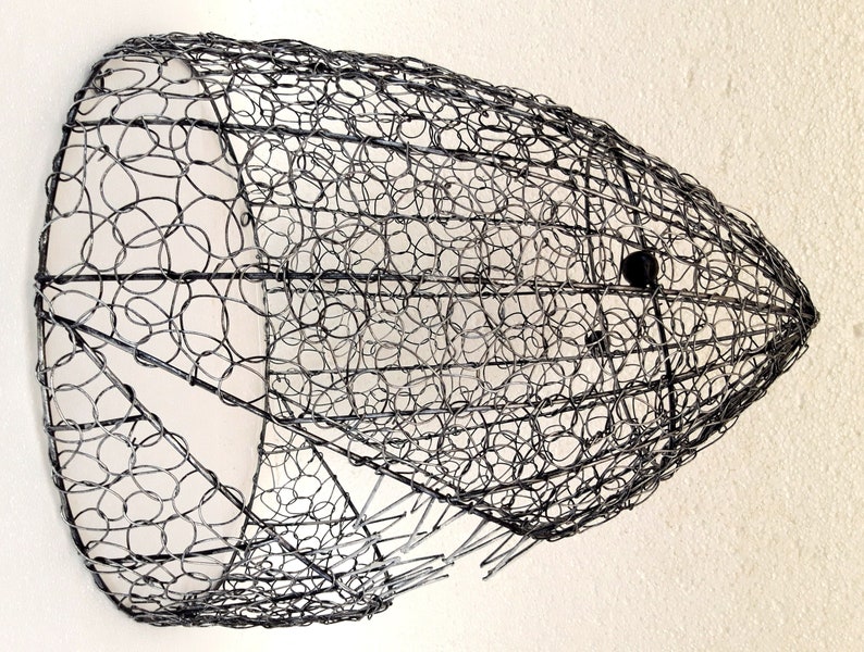 Unusual Giant Twisted Wire Wall Shark Head Metal 3D SHARK Wall Art 45cm ...