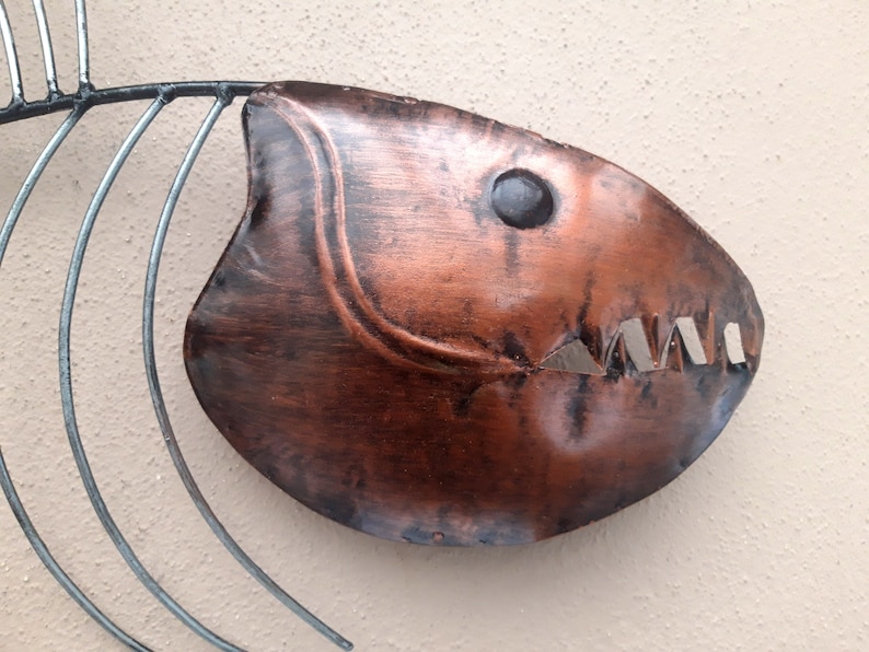 Unusual Hand Made Abstract Fish Bone Wall Art Burnt Copper | Etsy