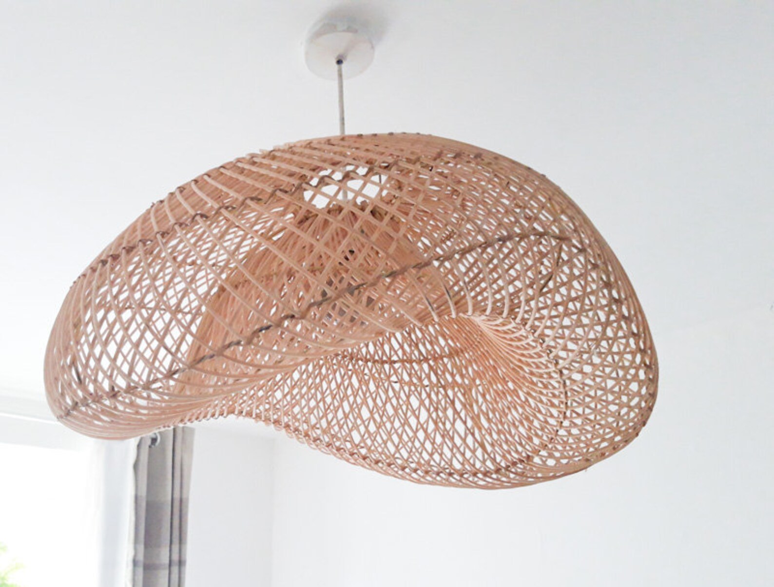 Kurakura Wave Rattan Lamp Shade Unusual Giant Ethnic Bali Boho | Etsy UK