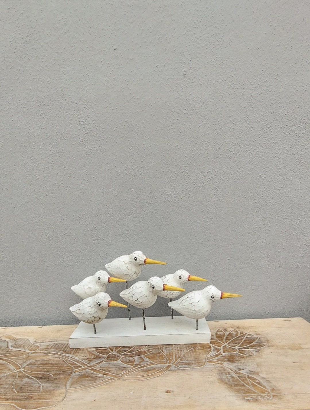 Unusual Wooden Egret Flock Painted White Wading Birds Shabby Chic ...
