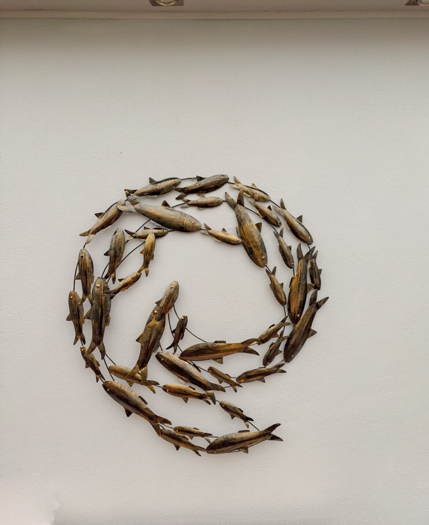 Contemporary Old Gold Fish Shoal Metal Wall Art Large Hand - Etsy