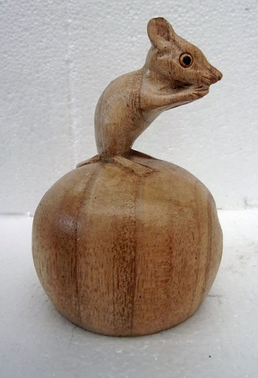 Unusual Hand Carved Wooden Mouse on Apple - Etsy UK