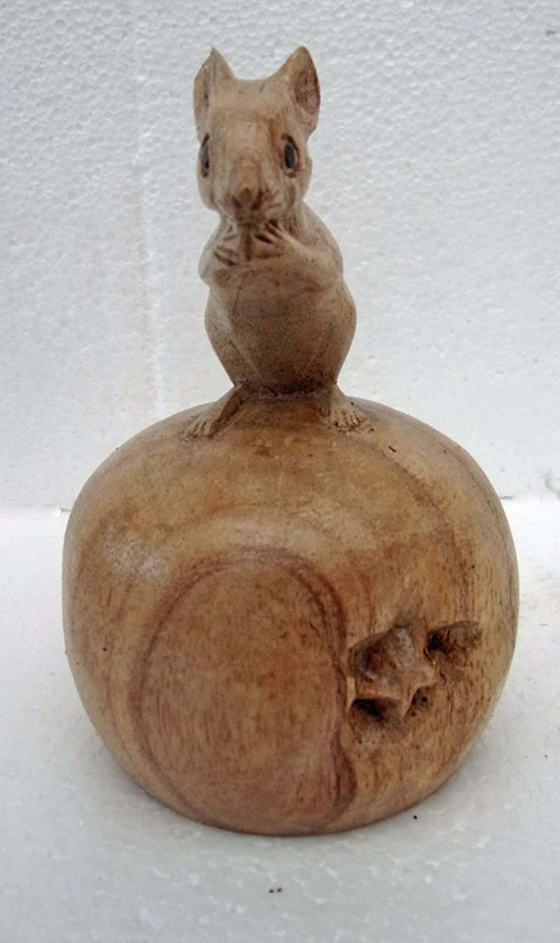 Unusual Hand Carved Wooden Mouse on Apple - Etsy UK