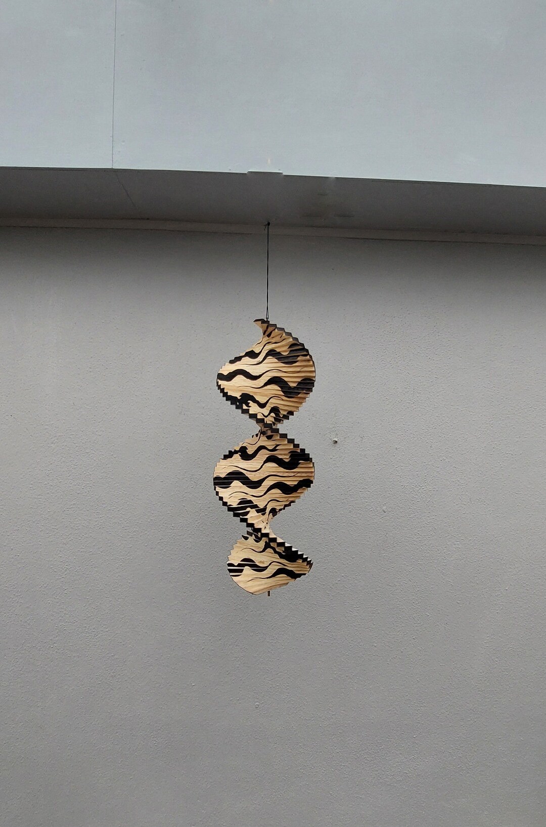Unusual Wind Twister Large Natural and Black Spiral Wind Spinner Mobile ...