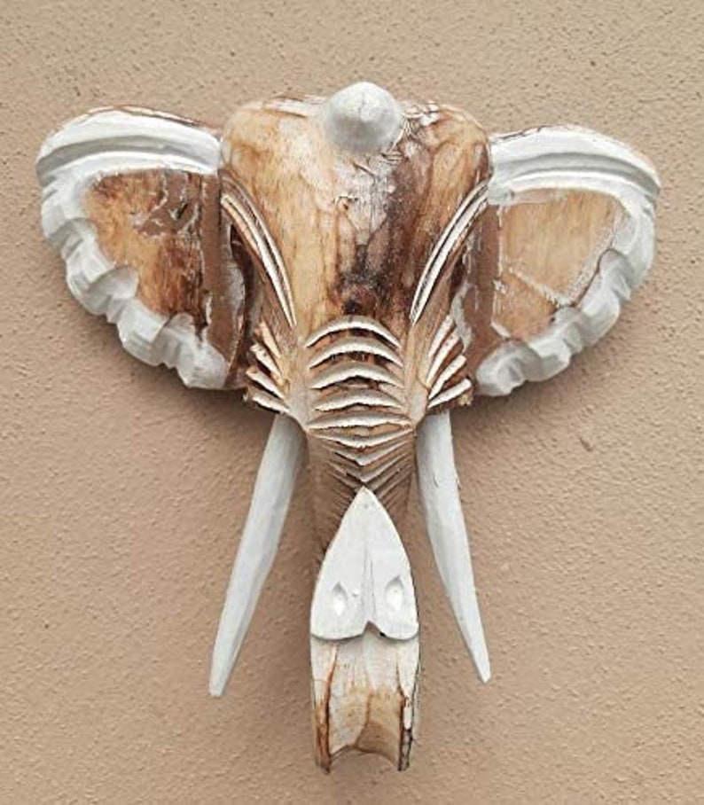Unusual Hand Made Elephant Head Wall Plaque Elephant Carving - Etsy