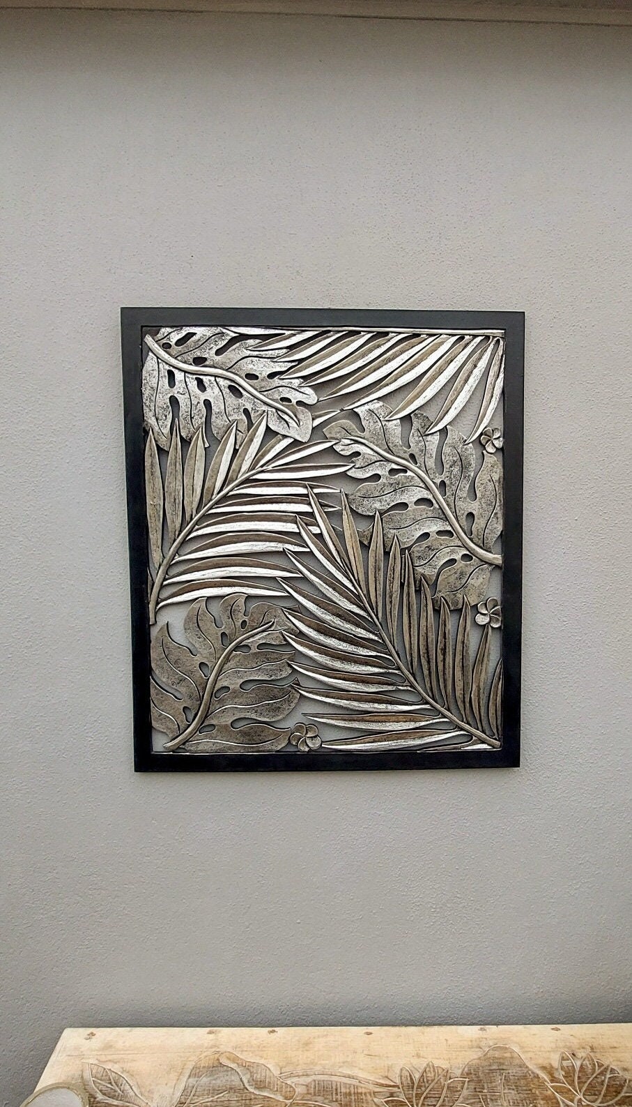 Decorative Giant Black & Burnt Silver Leaf Wall Art Fern Leaf - Etsy UK