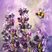 Lavender Honeybee Painting Wildflower Field Painting Meadow - Etsy