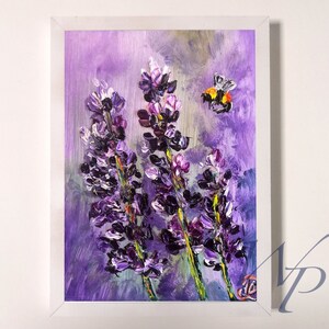 Lavender Honeybee Painting Wildflower Field Painting Meadow - Etsy