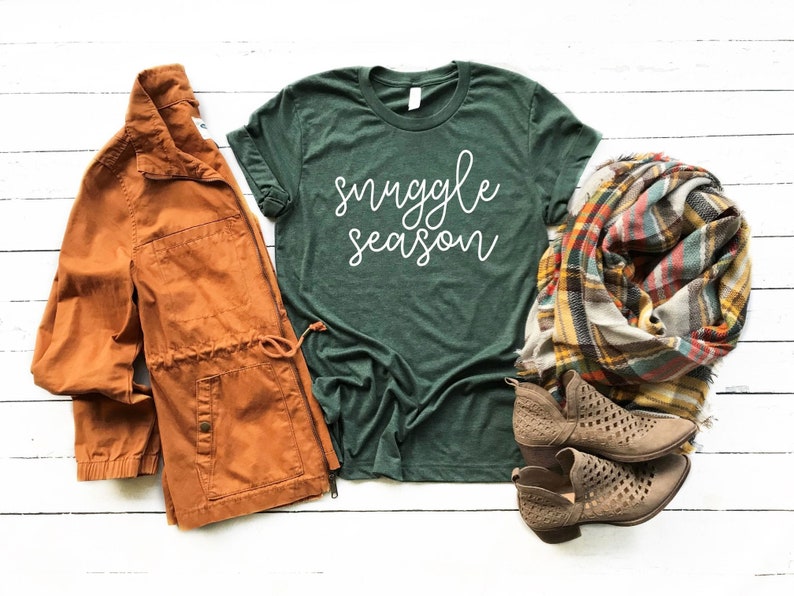 Snuggle Season Shirt Color Shown is Heather Forest Fall | Etsy