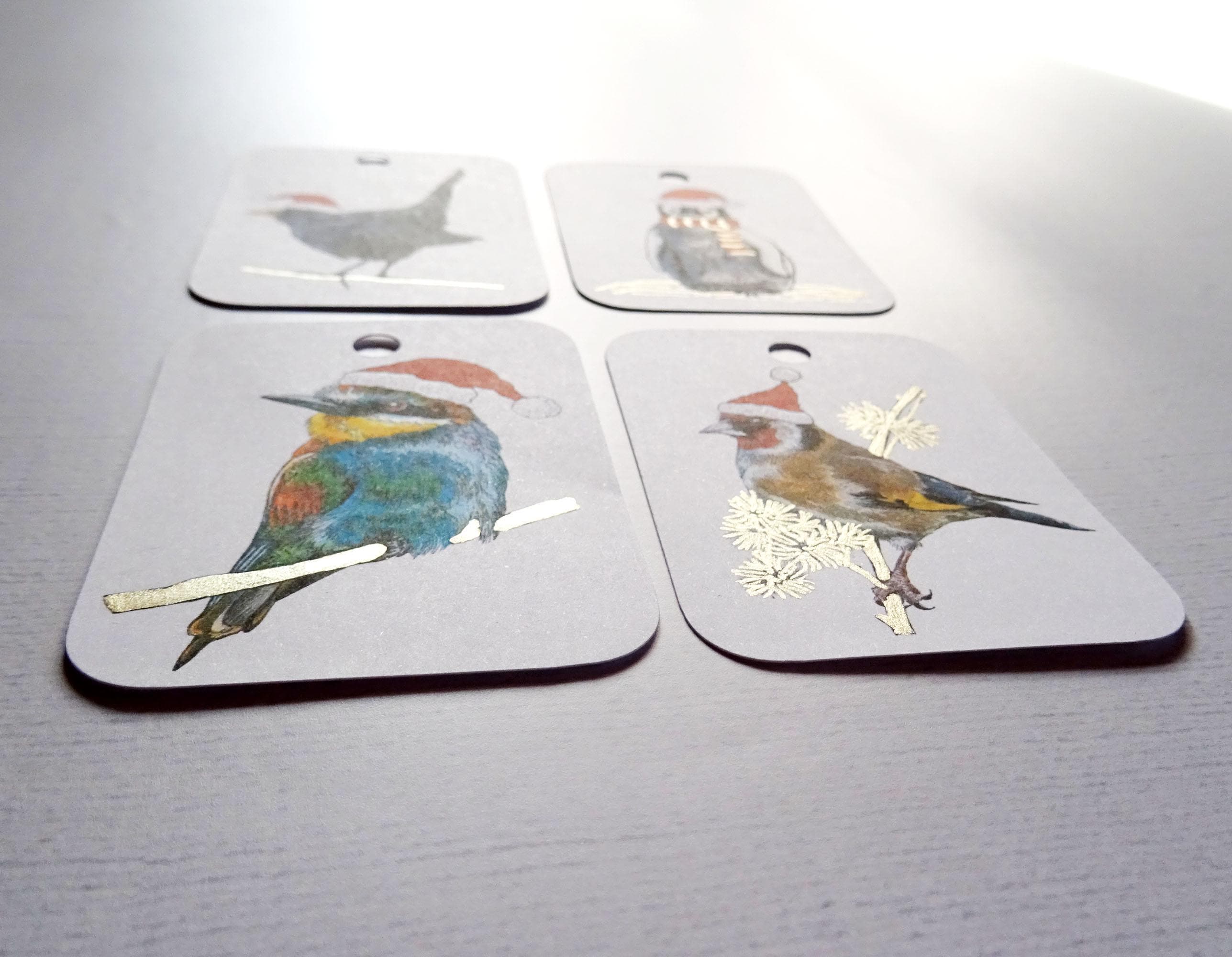 Christmas Gift Tags Set of 8, Variety Festive Birds Pack, Holiday ...