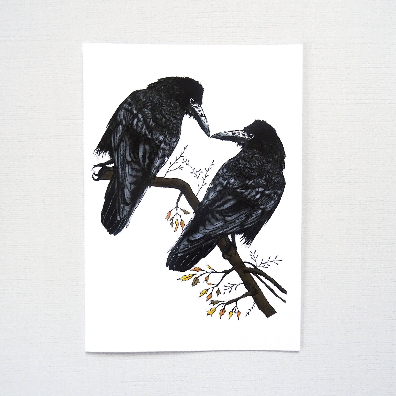 Two Rooks Couple Card, Corvid Birds Fallen in Love, Dark Autumn ...