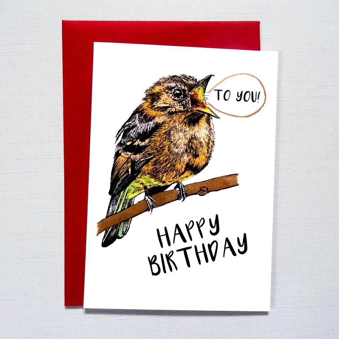 Bird Singing Happy Birthday to You, Funny Card With Songbird, Best ...