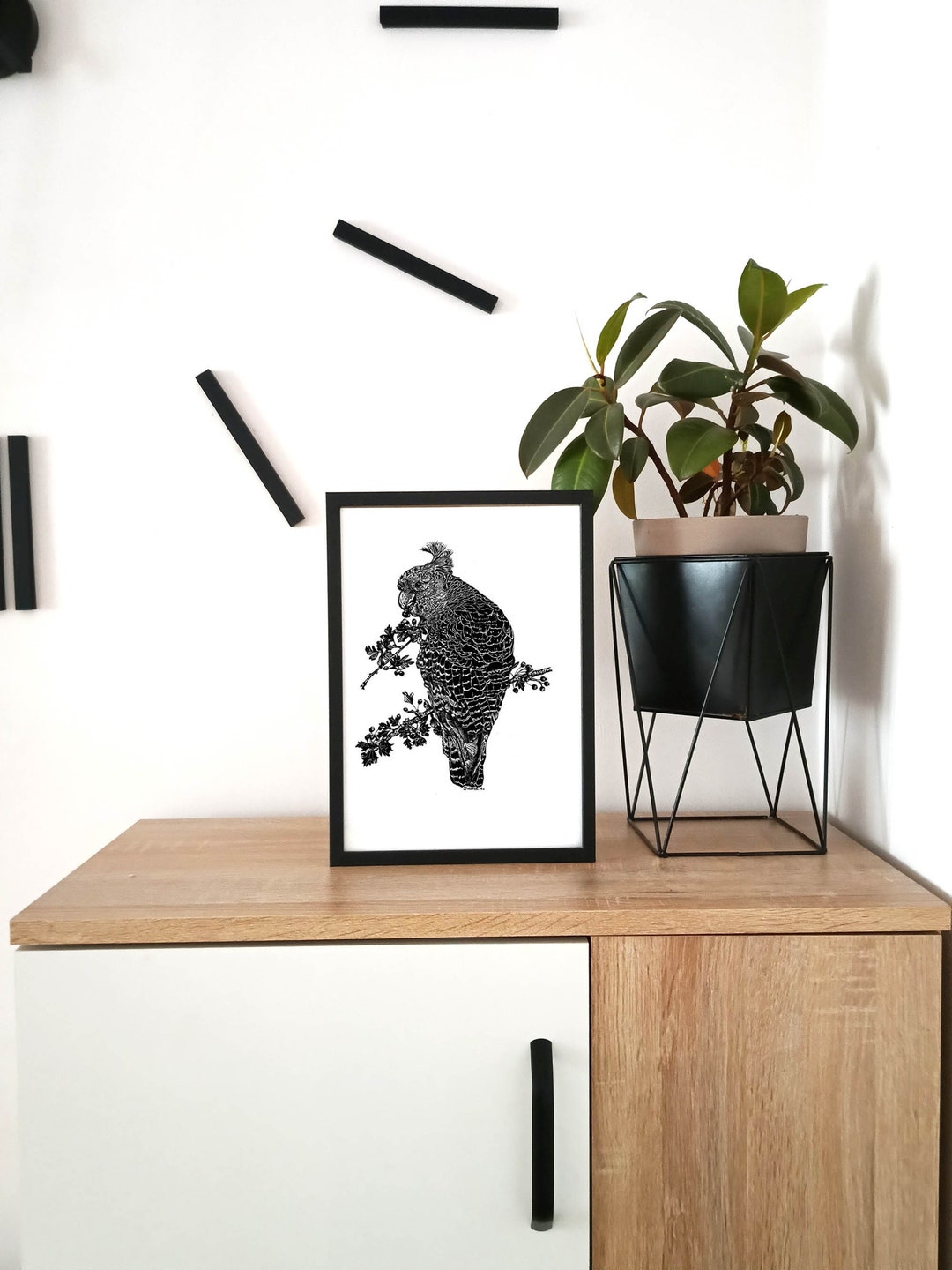 Gang Gang Cockatoo Original Drawing, Australian Parrot Art for Modern ...