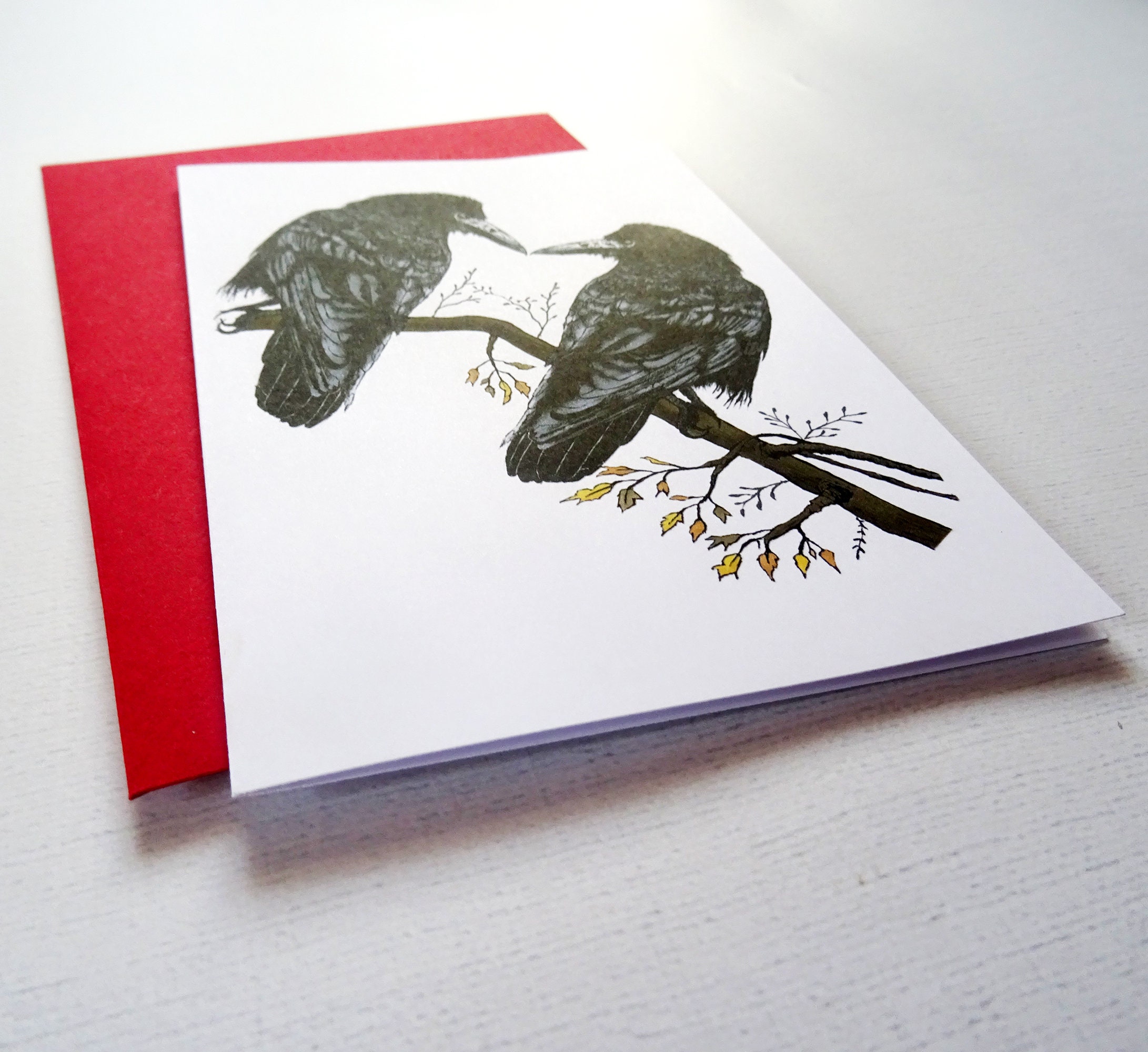 Two Rooks Couple Card, Corvid Birds Fallen in Love, Dark Autumn ...