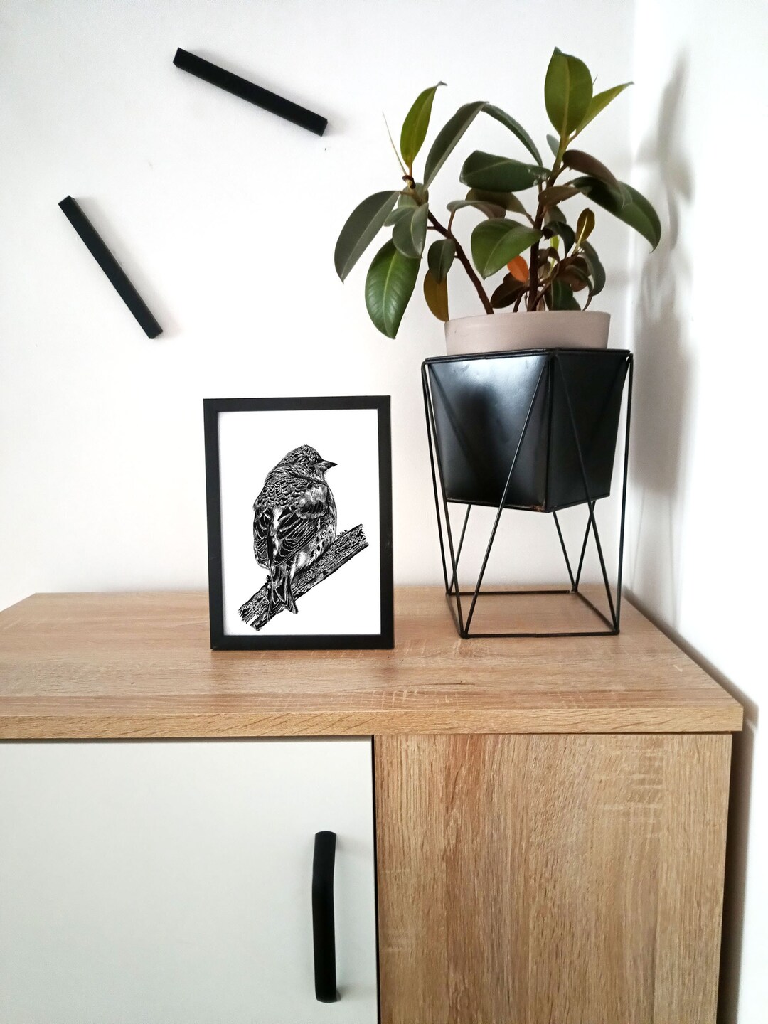 The Brambling Original Pen Drawing, Framed Garden Bird Piece, Cottage ...