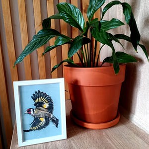 One of Kind Goldfinch Painting, Realistic Bird Art in Frame, Perfect ...