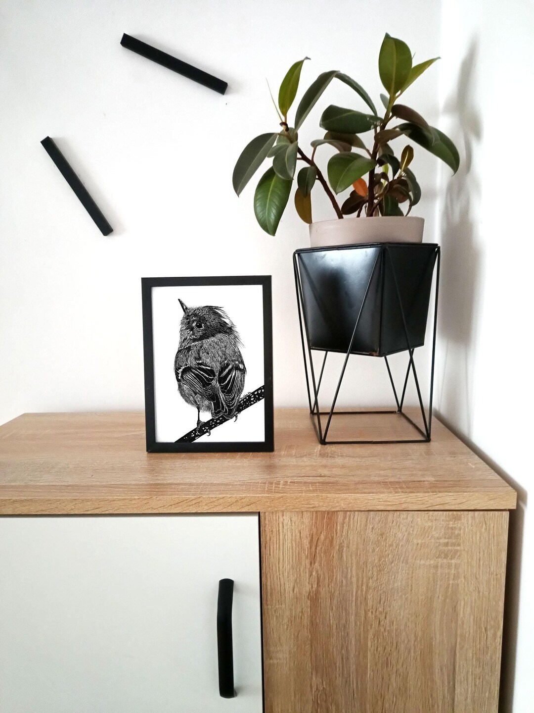 Detailed Bird Fine Line Drawing, Songbird Art for Modern Farmohuse ...