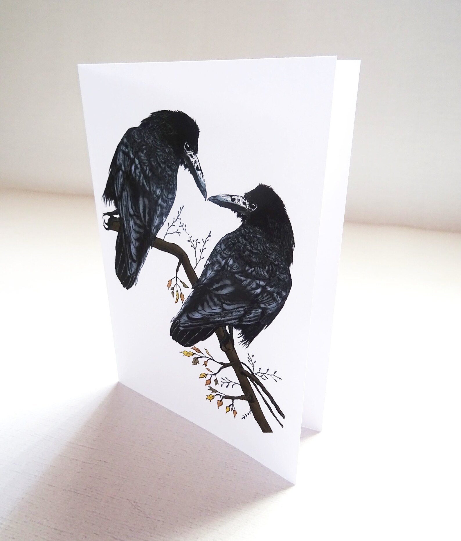 Two Rooks Couple Card, Corvid Birds Fallen in Love, Dark Autumn ...
