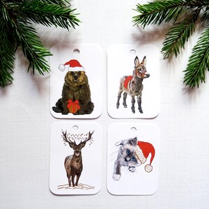 Set of 8 Christmas Gift Tags, Woodland Animal Labels Pack, Xmas Present ...