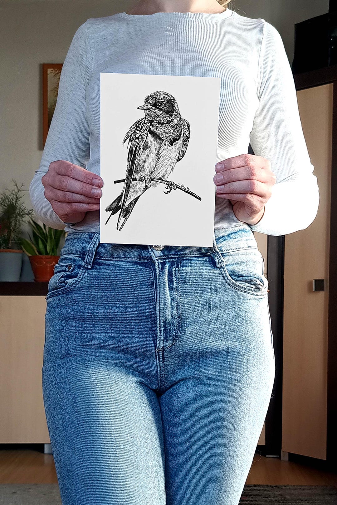 Barn Swallow Original Art, Bird Drawing for Rustic Gallery Wall ...