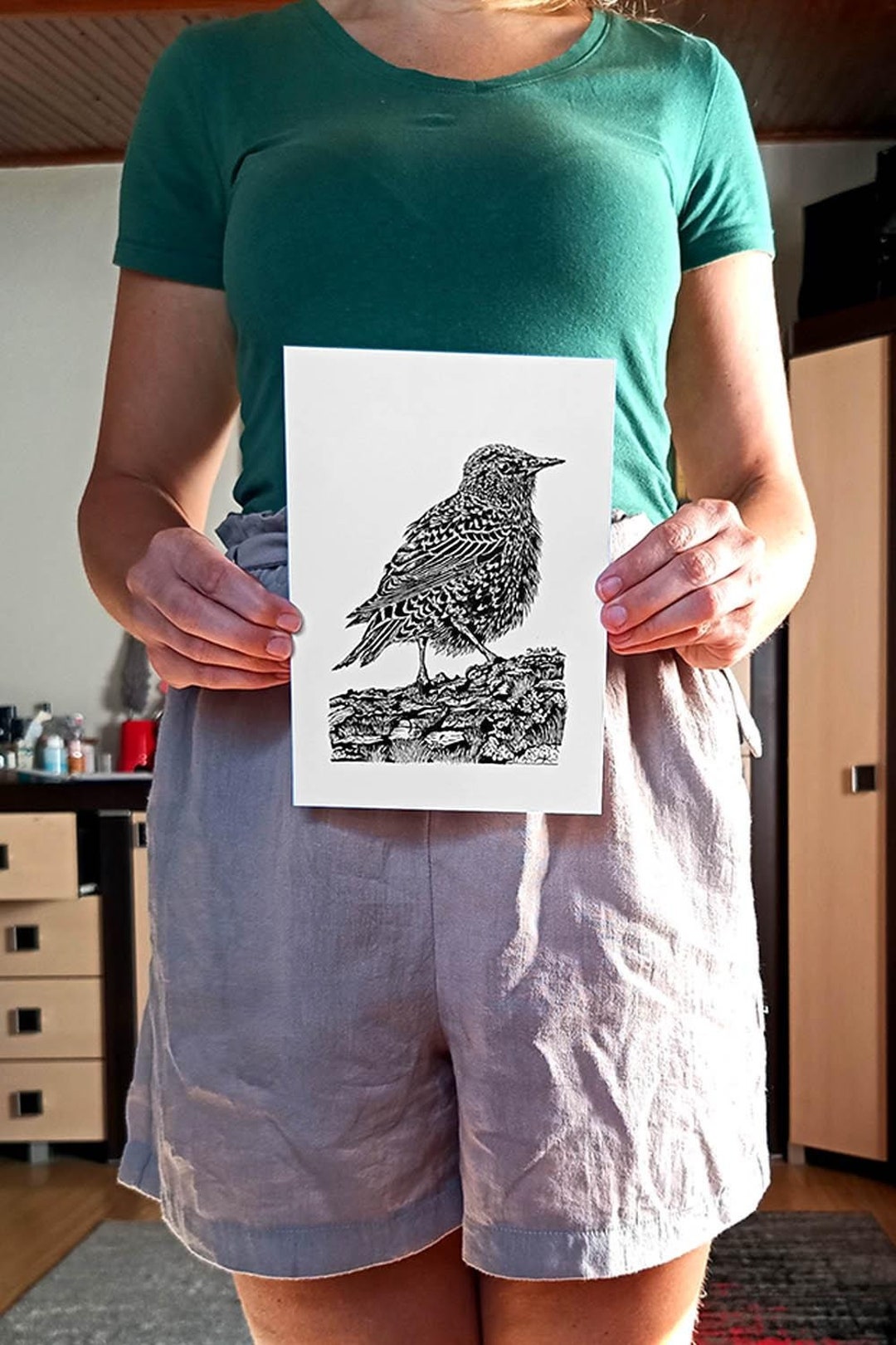 European Starling Original Drawing, Garden Bird Artwork, Nature ...