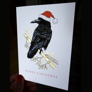 The Rook Bird Christmas Card With Santa Hat Merry Xmas Gift - Etsy