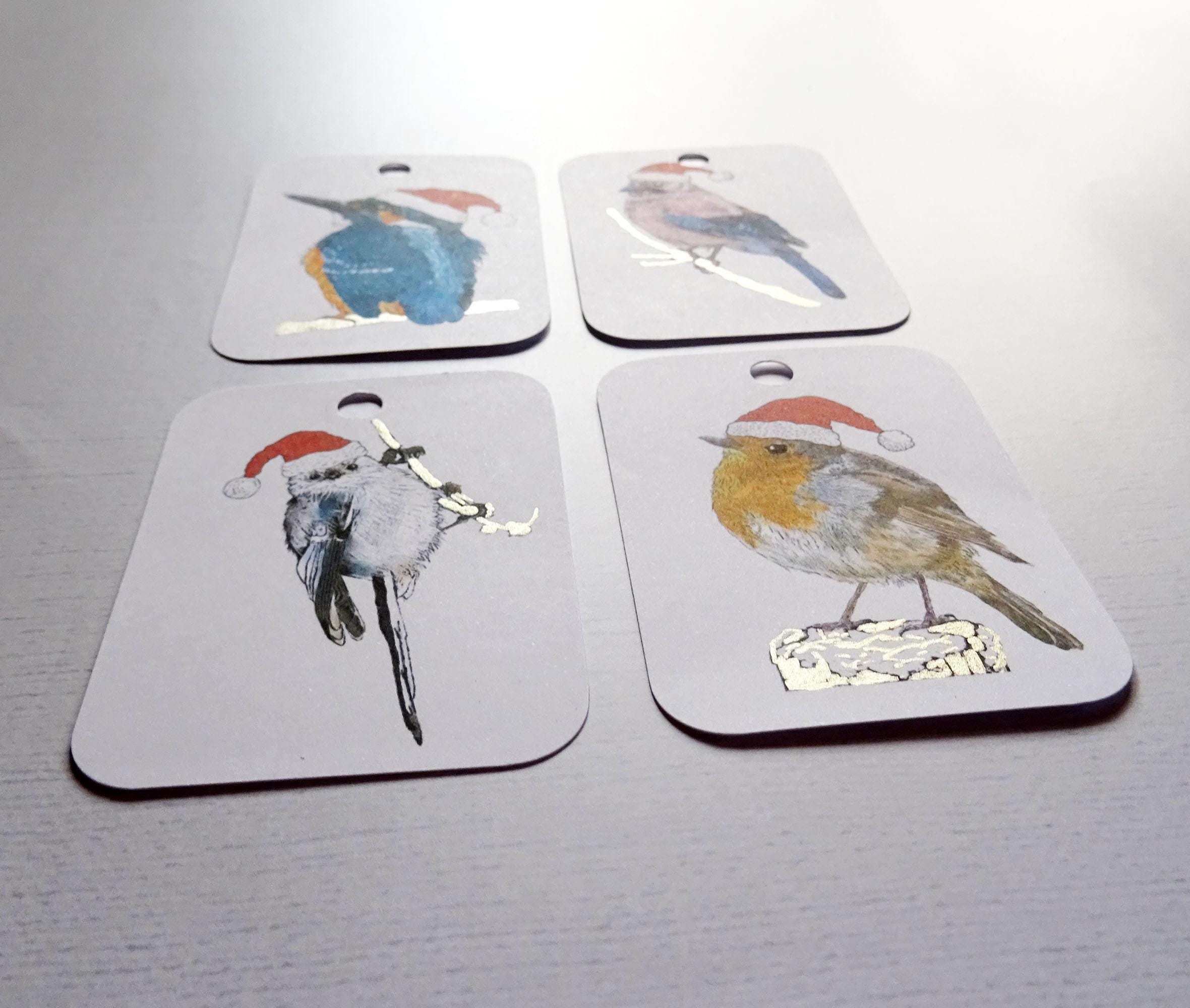 Christmas Gift Tags Set of 8, Variety Festive Birds Pack, Holiday ...