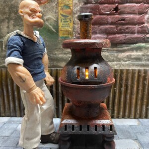 1:12 Scale Light up Potbelly Light up Rusted Miniature Resin Printed ...