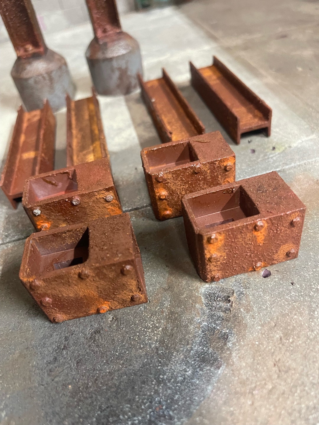 Rusted Steel Beam Set. Modular 1:12 Scale Rusted Beams With Base Toy ...