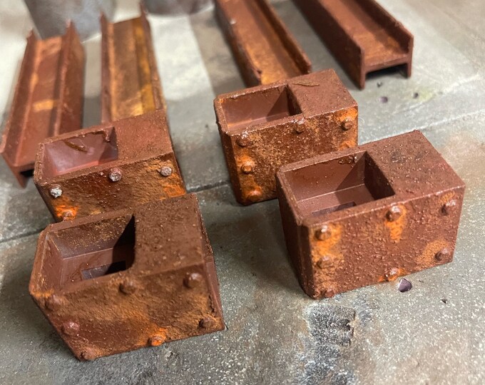 Rusted Steel Beam Set. Modular 1:12 Scale Rusted Beams With Base Toy ...