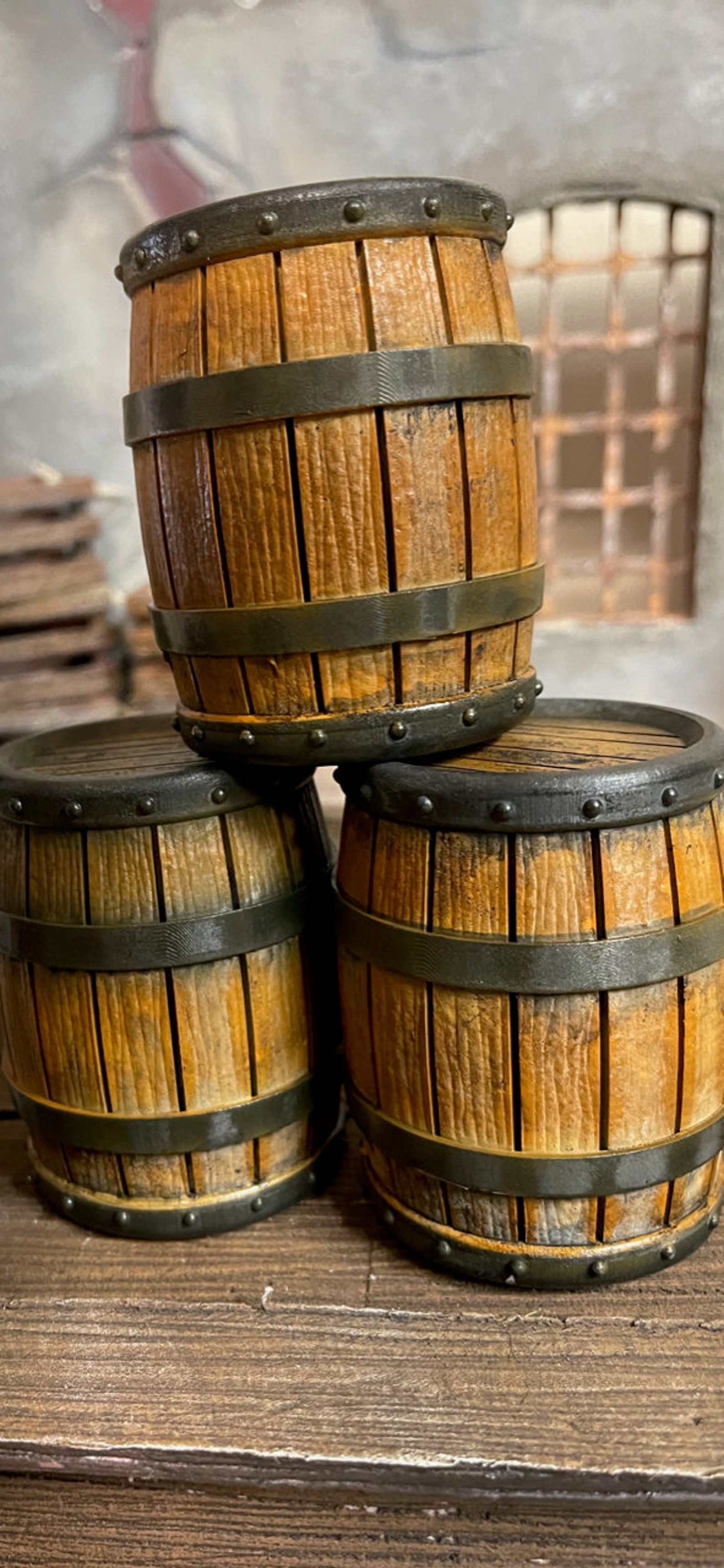 Miniature Wooden Barrels Wood Grain Detailed Diorama Accessory - Etsy