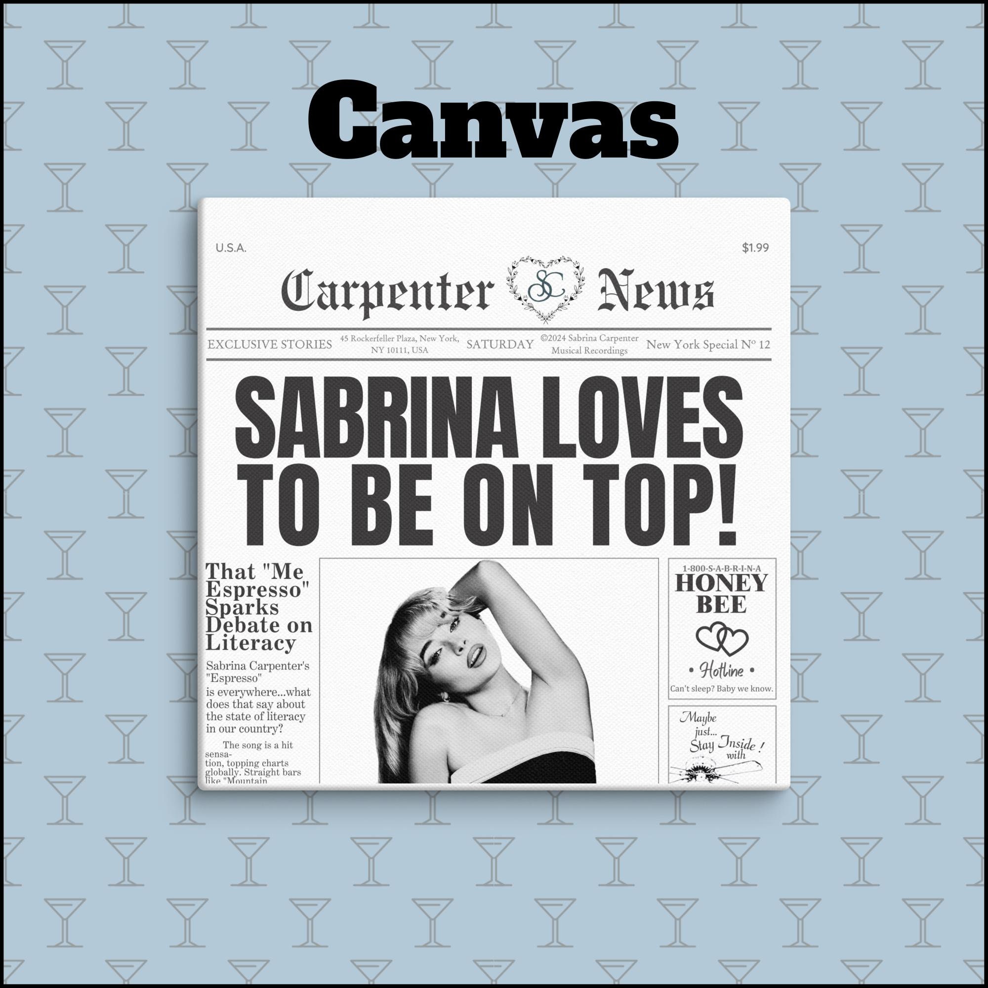 Sabrina Carpenter Poster Canvas Newspaper Espresso Snl That's That Me ...