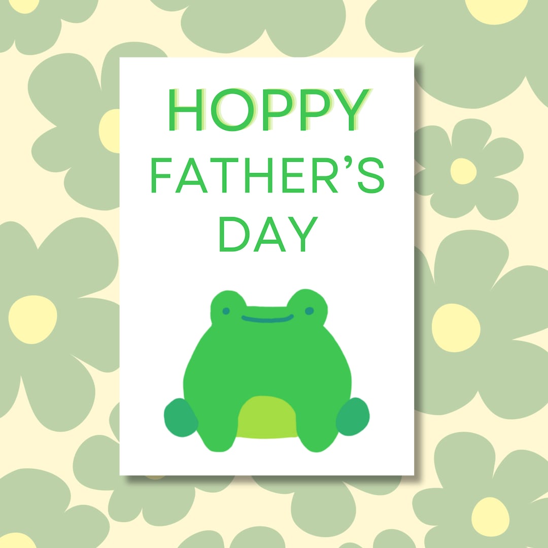 Happy Fathers Day Card Hoppy Frog Card Green Dad Holiday Daughter Son ...